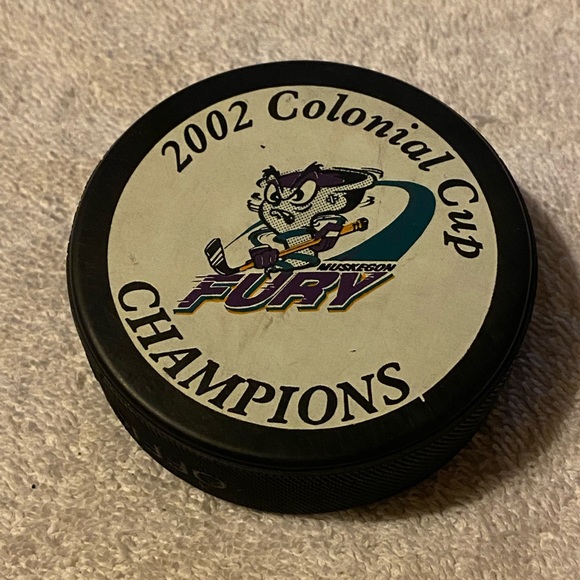 NHL | Other | Muskegon Fury Uhl 202 Colonial Cup Champions Hockey Puck ...